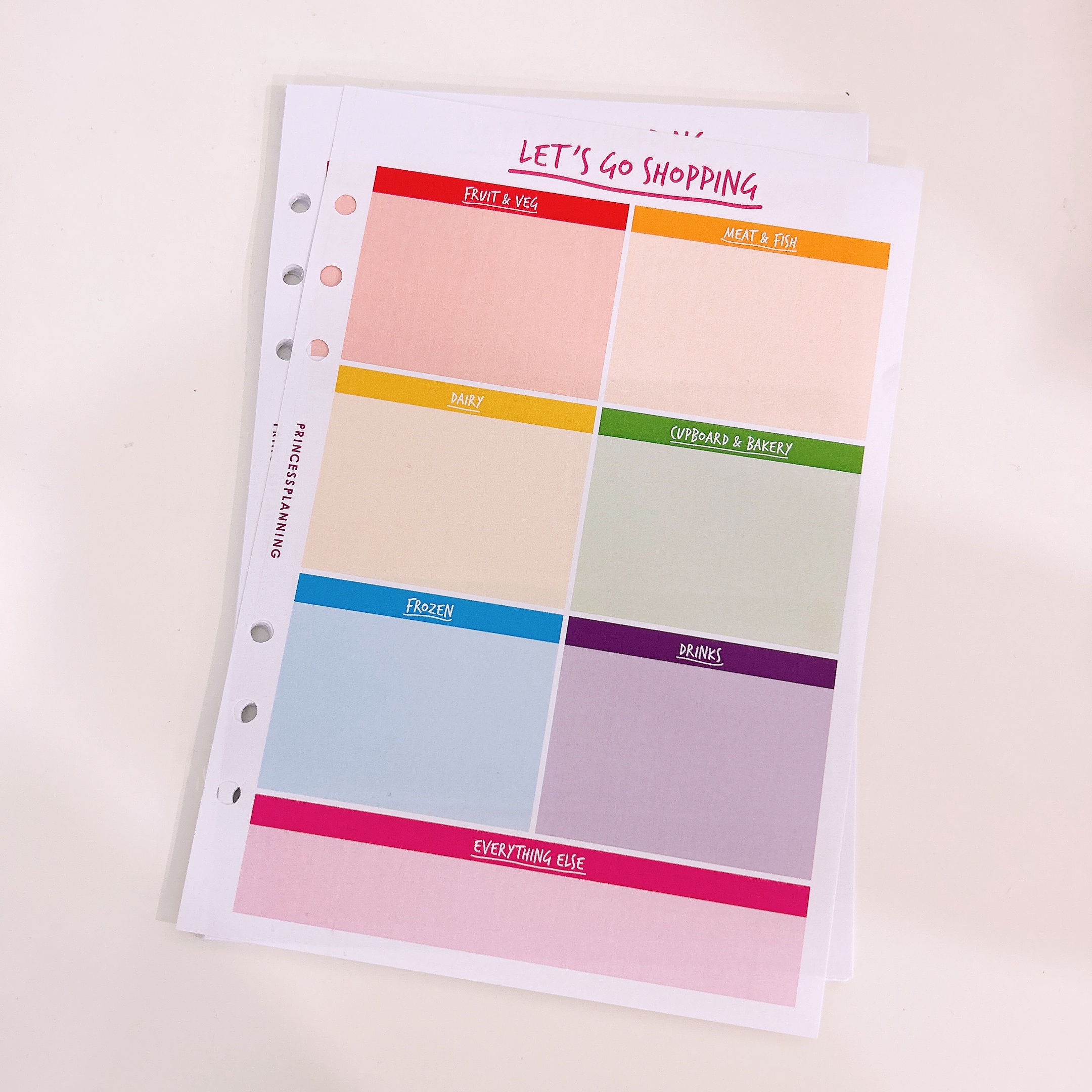 Grande Planner -Raibow Shopping List Insert