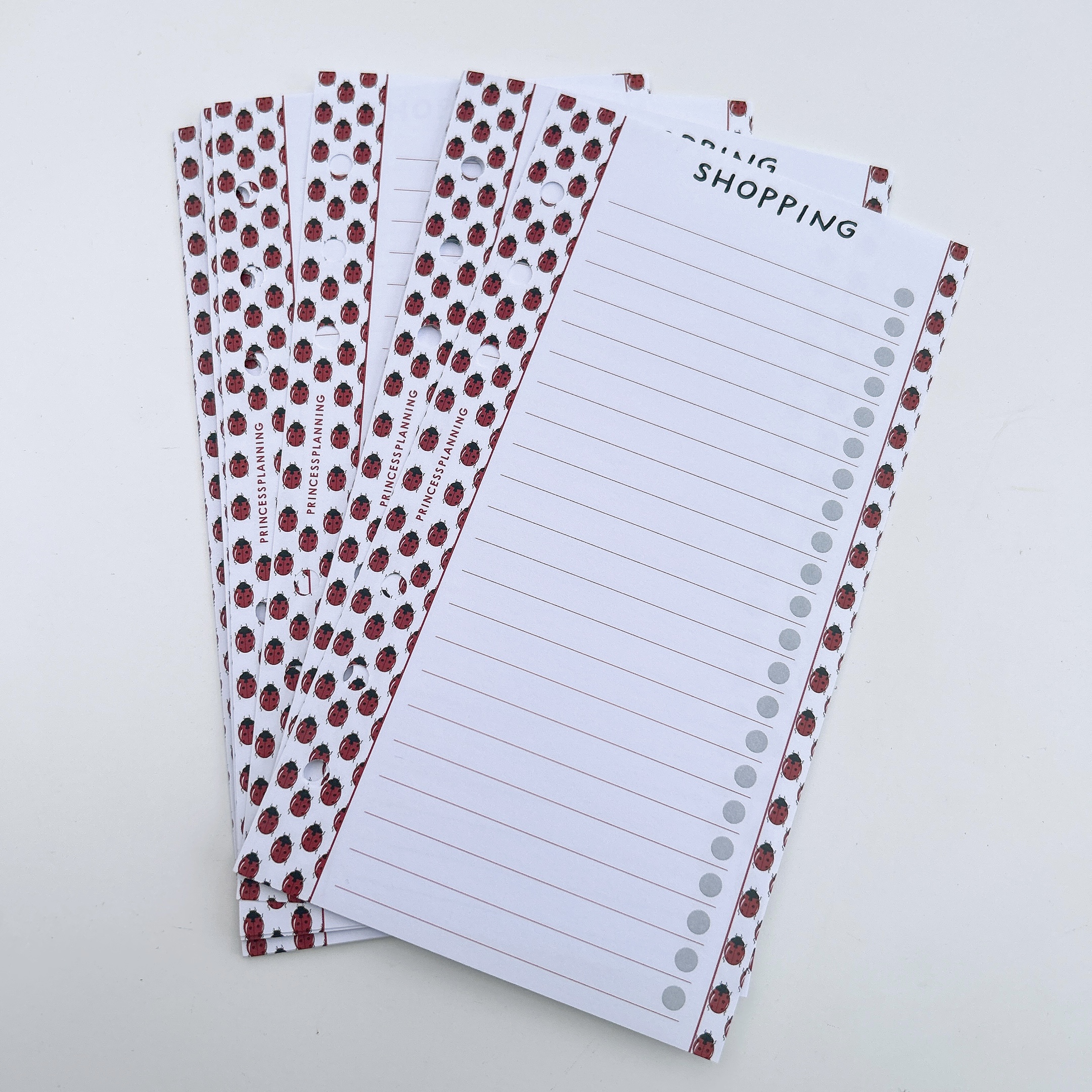 Petite Planner -Ladybird Shopping List Inserts