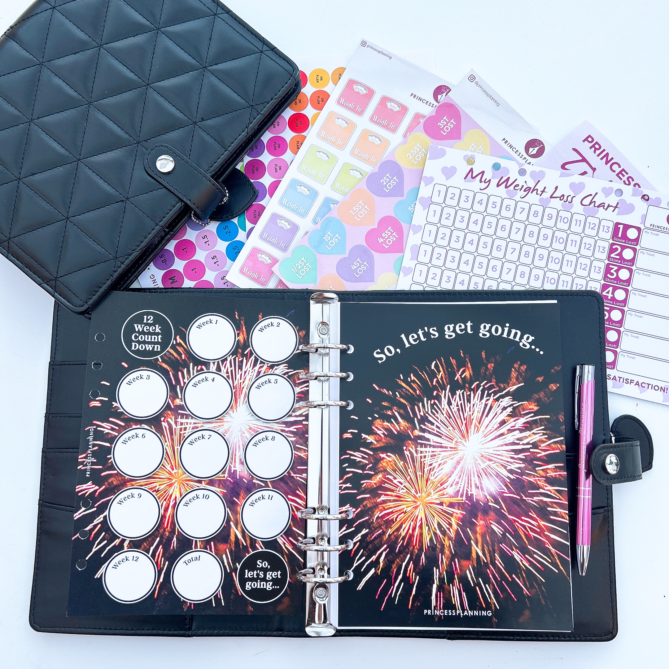 Grande Fully Loaded Food Diary Black Quilted Planner Bundle - So Let's ...