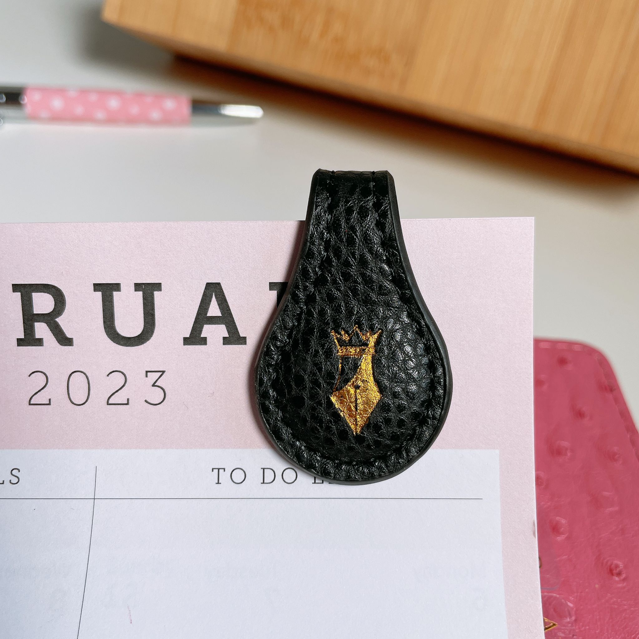 Black Leather Magnetic Page Marker