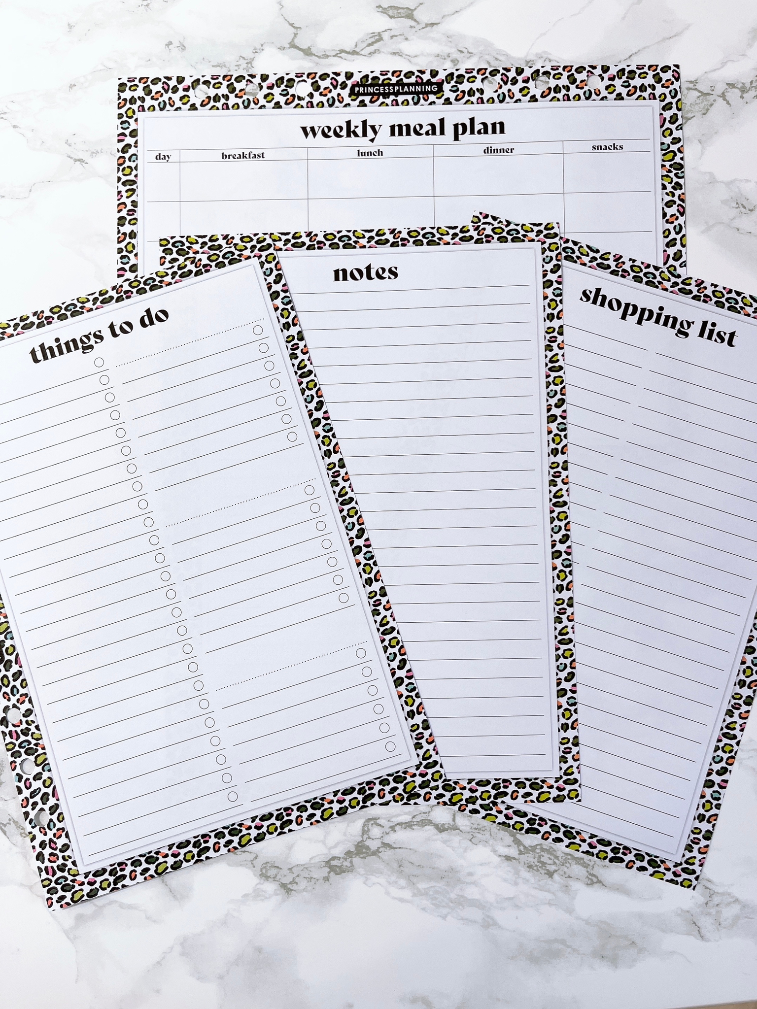 Grande Planner - Leopard Print Theme Bundle of Inserts - Shopping List ...