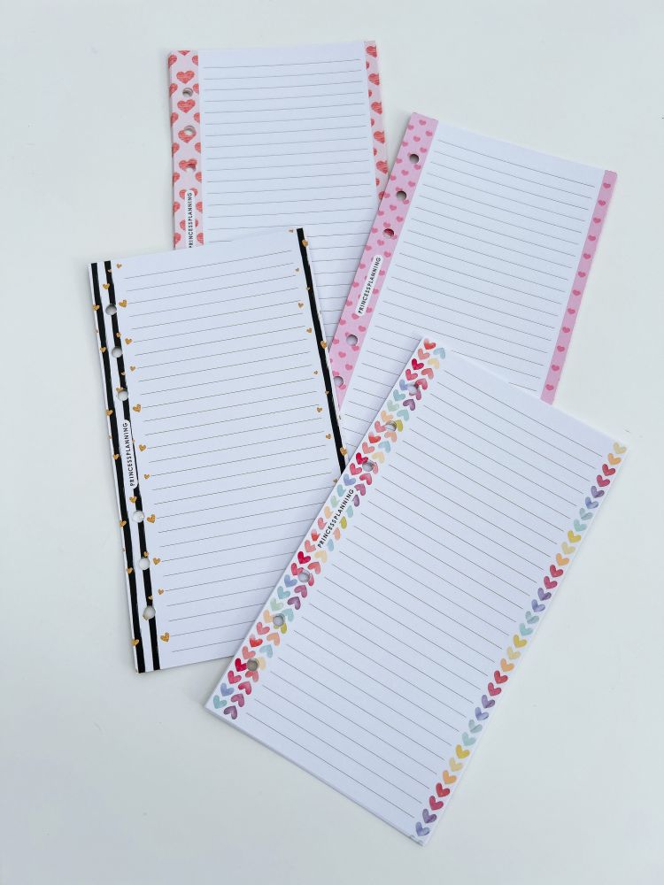 Petite Heart Mix Lined Paper Planner Insert