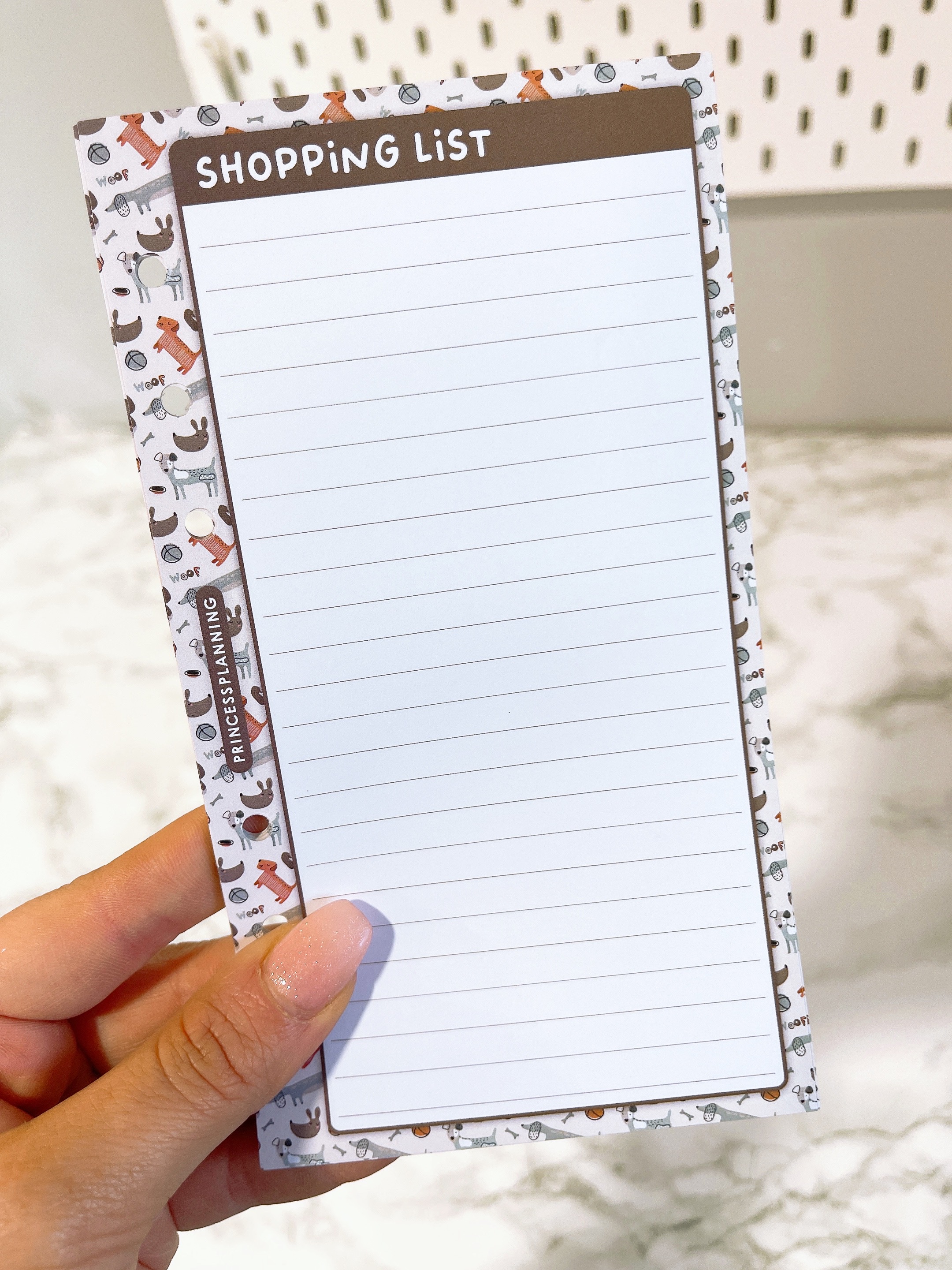 Petite Planner - Dog Theme Shopping List Inserts